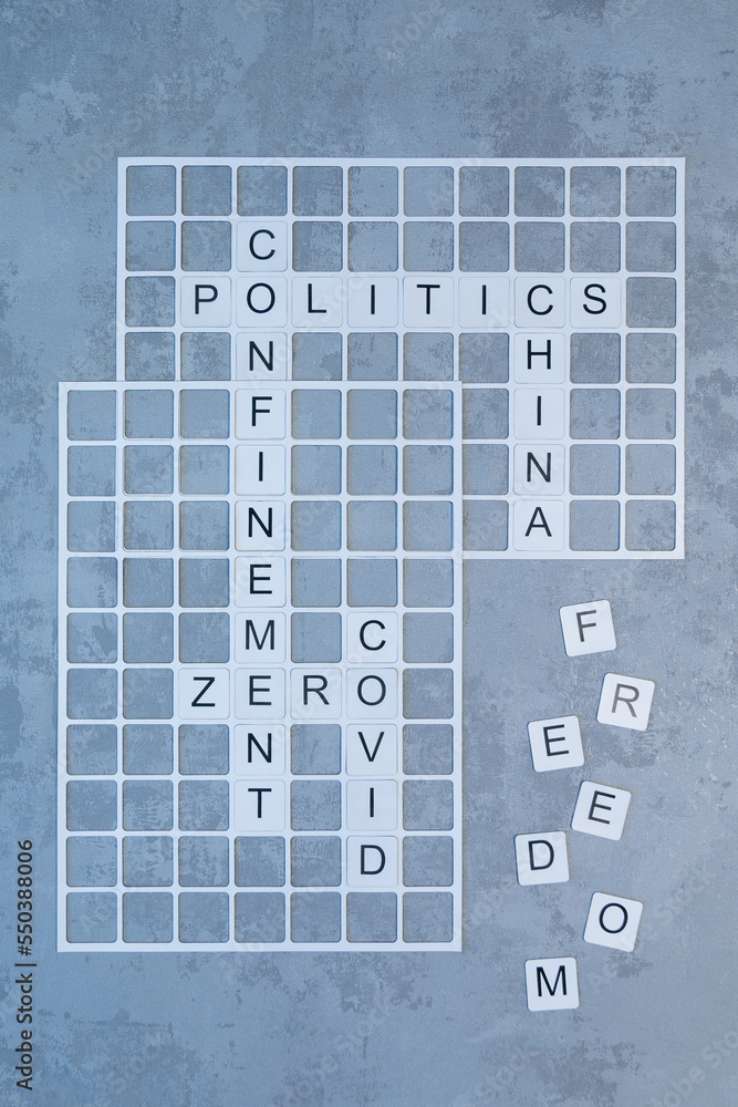 Foto de Mots croisés avec les mots Politique, Chine, Confinement, Zéro ...