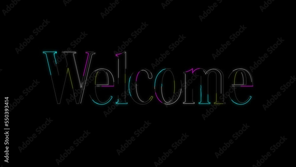 Welcome Animation Neon Lights with a Glowy Text Outline on a ...