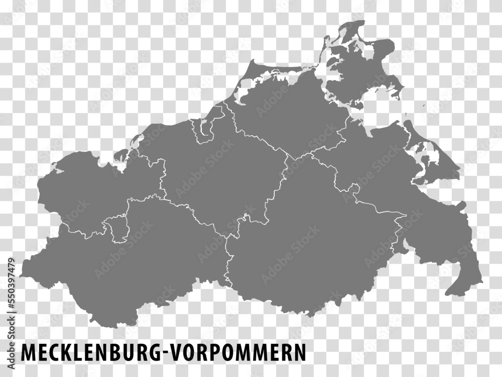 Map State of Mecklenburg-Vorpommern on transparent background. Lower Mecklenburg-Vorpommern map ...