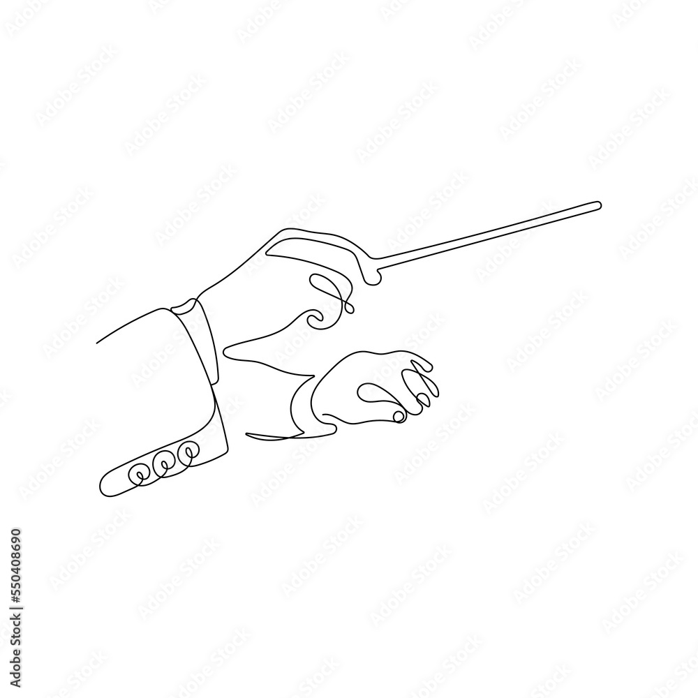 Hands with a conductors baton. Conductor directing classic instrumental ...