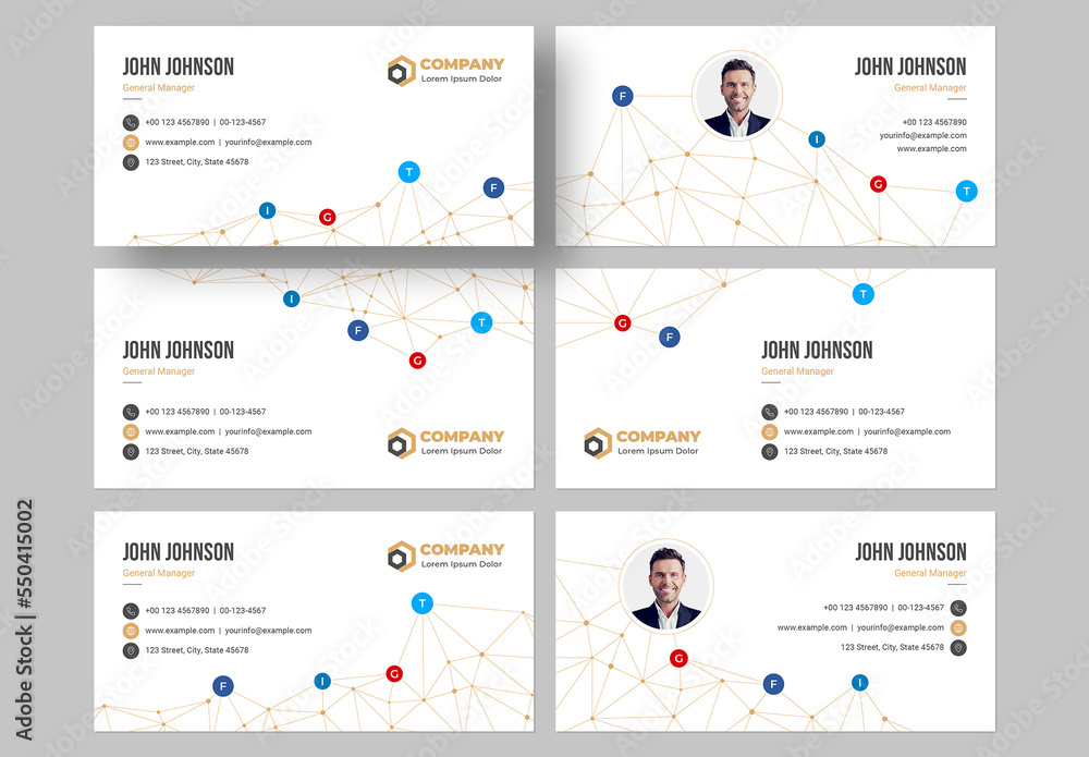 Email Signature Layout with Abstract Low Poly Line Elements Stock ...