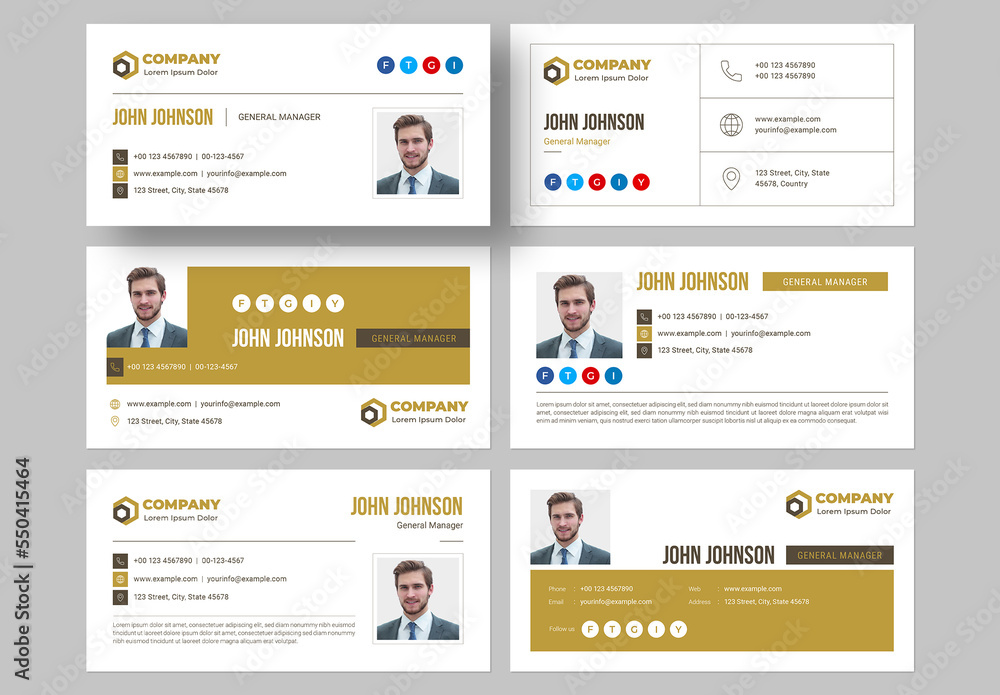Email Signature Layout with Golden Accents Stock Template | Adobe Stock