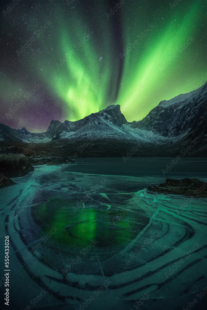 northern lights over mountain Stock Photo | Adobe Stock