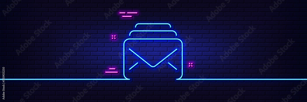 Neon light glow effect. Mail line icon. New Messages correspondence ...