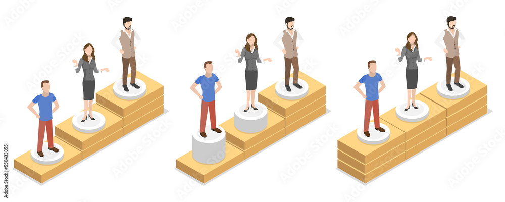 3D Isometric Flat Conceptual Illustration of Equality Vs Equity Vs ...