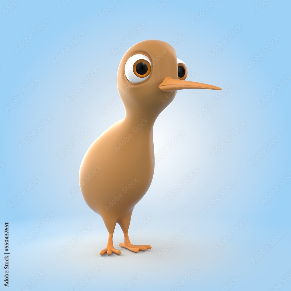 3D Cartoon Kiwi Character Illustration Stock Illustration | Adobe Stock