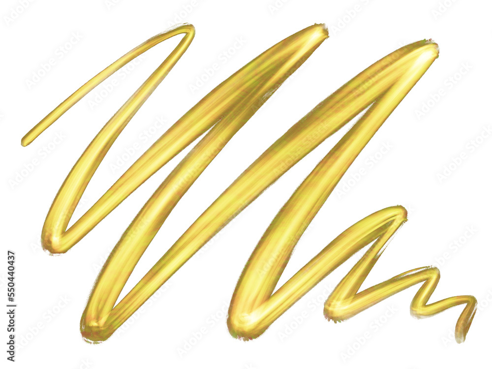 Golden random curve made with thick paint, luxury metallic design ...