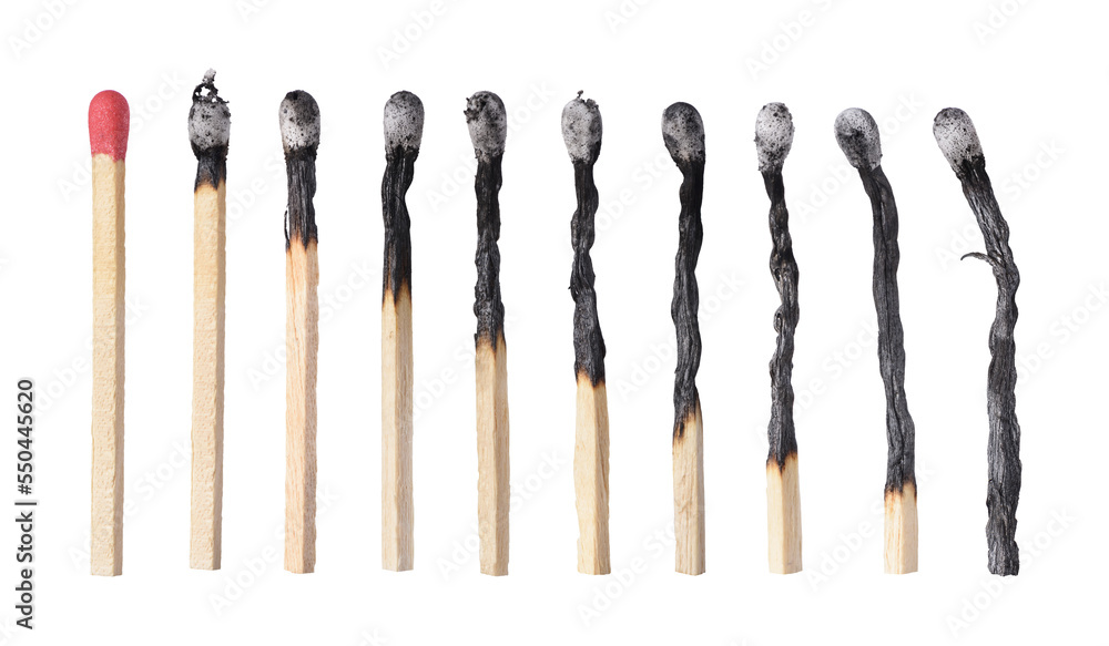 Different stages of match burning isolated Stock Photo | Adobe Stock