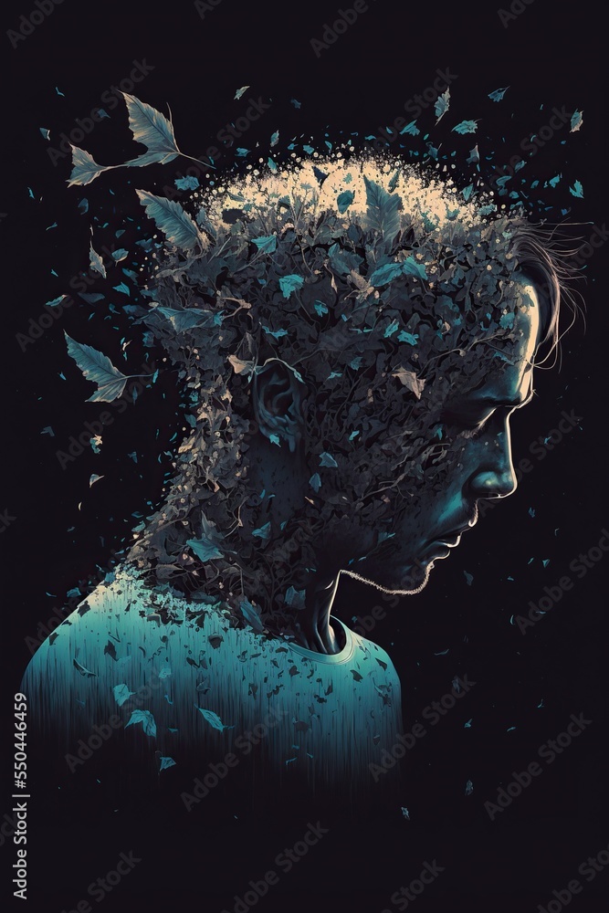 Scattered mind concept art. Autisms spectrum, mental illness ...