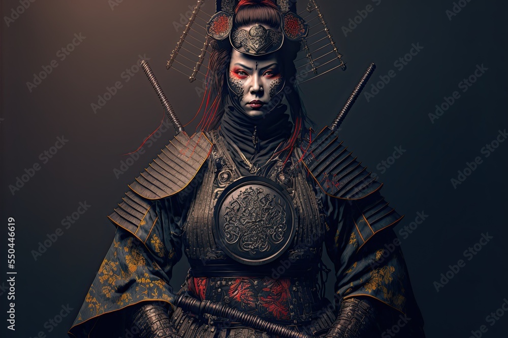 Female geisha samurai warrior character. Generative AI. Not based on a ...