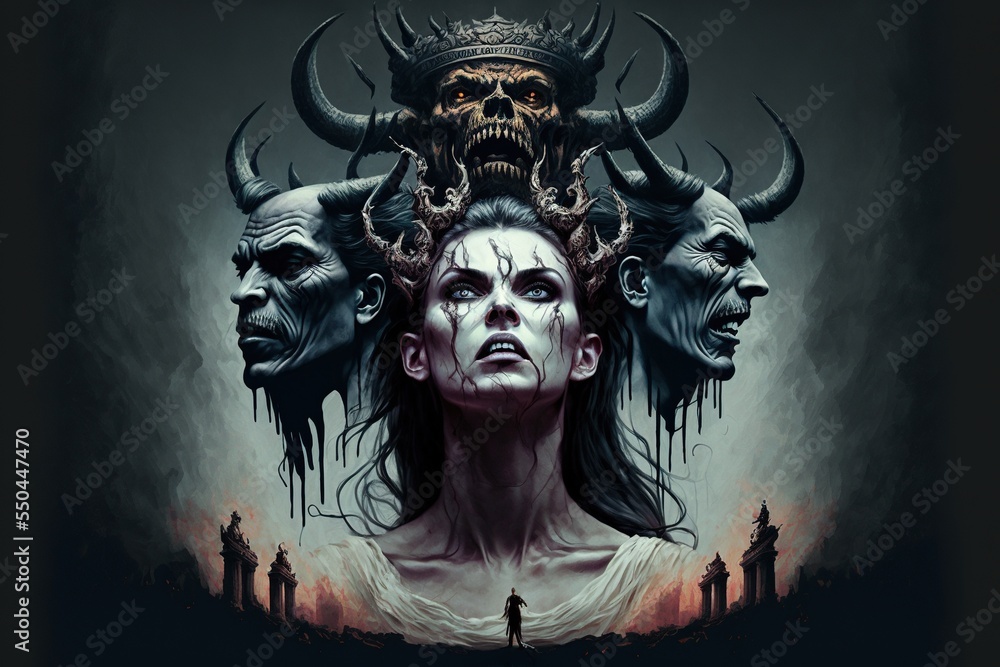 Raging madness, going insane. Mythology of insanity. Digitally ...