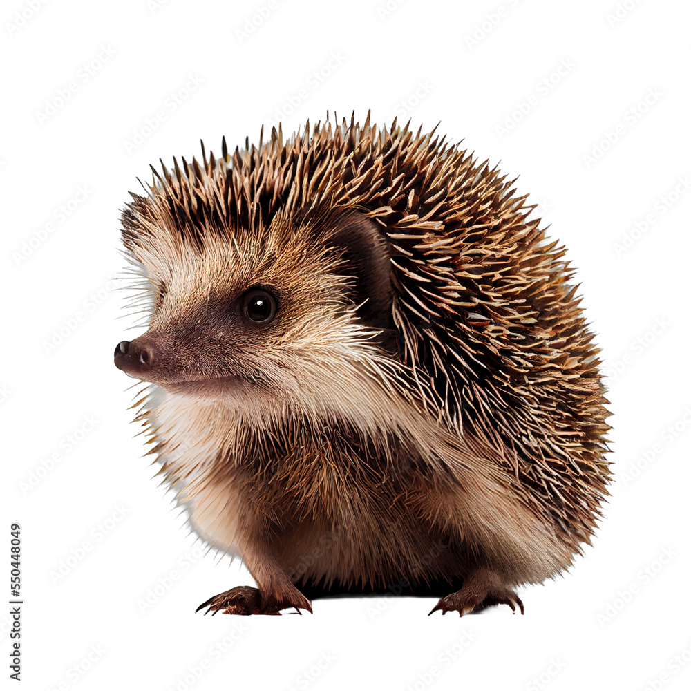 Wild hedgehog isolated on transparent background closeup photo ...