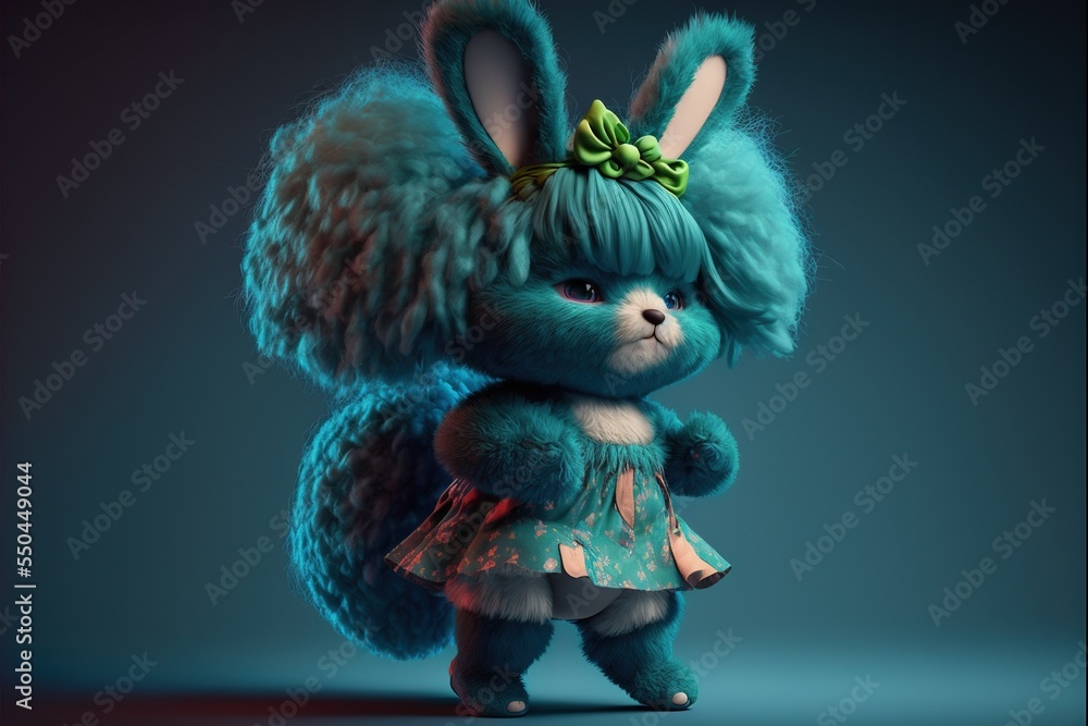 Cute furry bunny girl cartoon character Stock Illustration | Adobe Stock