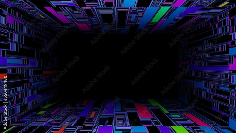 multicolor pattern. 4k seamless looped animation. Fly through mirror ...