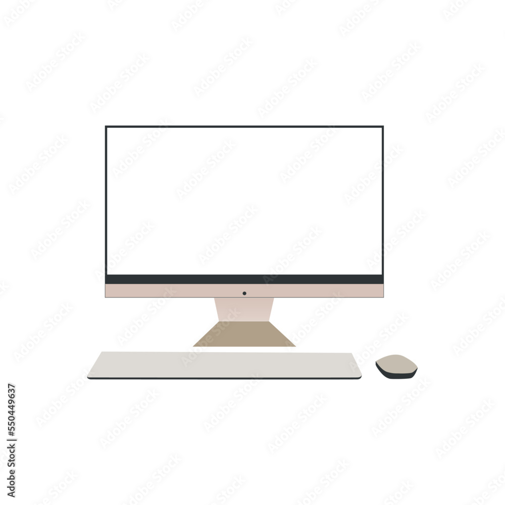 Vetor de lcd monitor with screen. All in one computer vector ...