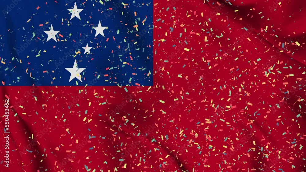 Samoa flag seamless animation with paper confetti. Best stock of Samoan ...