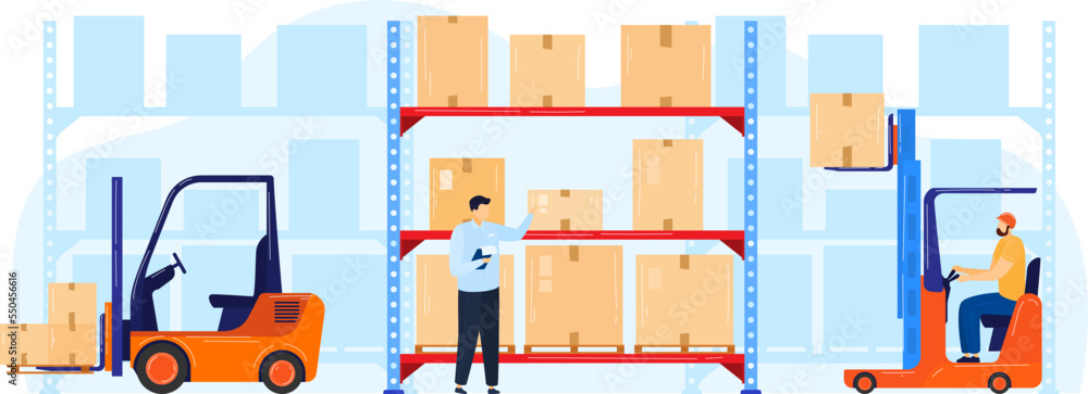 Storage warehouse for box logistic and distribution, vector ...