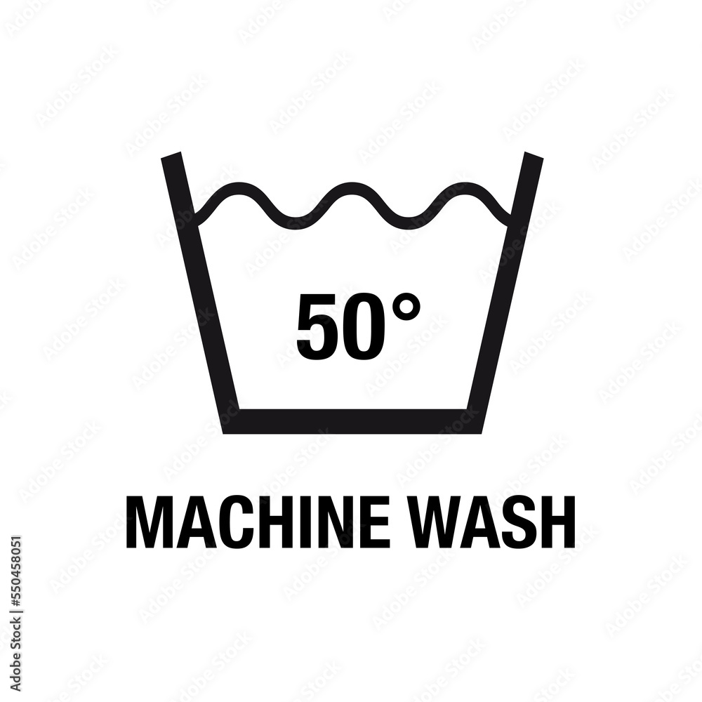 Machine wash, 50, washing care sign, laundry icon, textile symbol ...