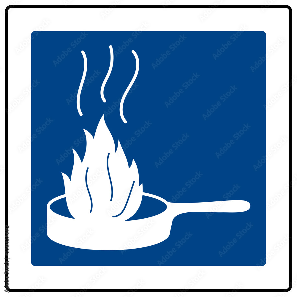 Fire classification sign and label class K cooking media picture symbol ...