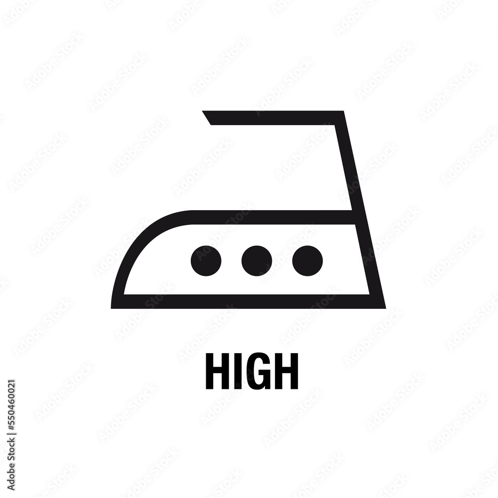iron high, washing care sign, laundry icon, textile symbol, garment ...