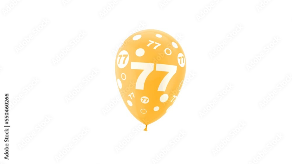 Balloon Animation with number 77. Loop Animation. With Green Screen and ...
