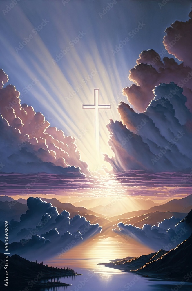 Spiritual illustration jesus cross christianity background art crucifix ...