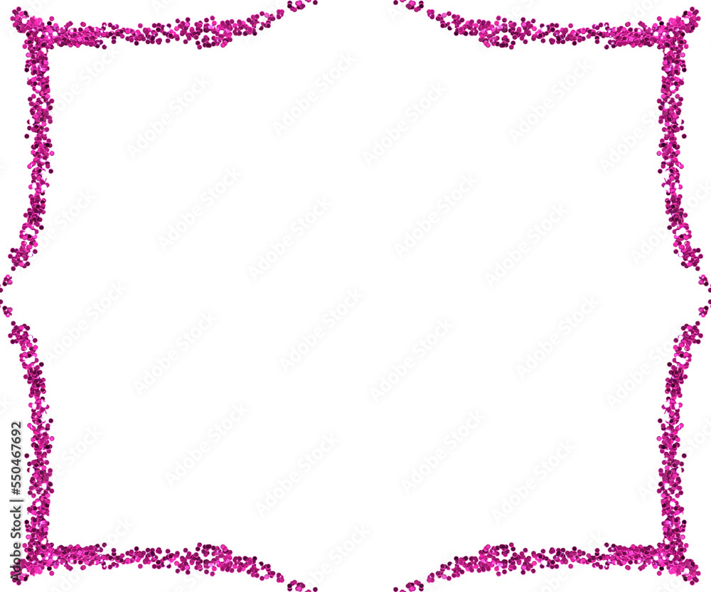 Hot pink glitter textured frame corners, isolated stationary element ...
