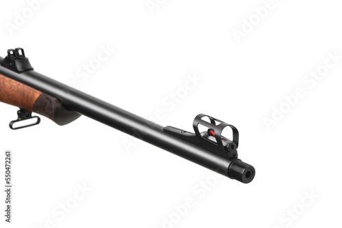 Modern bolt-action carbine with a wooden stock. Weapons for sports ...