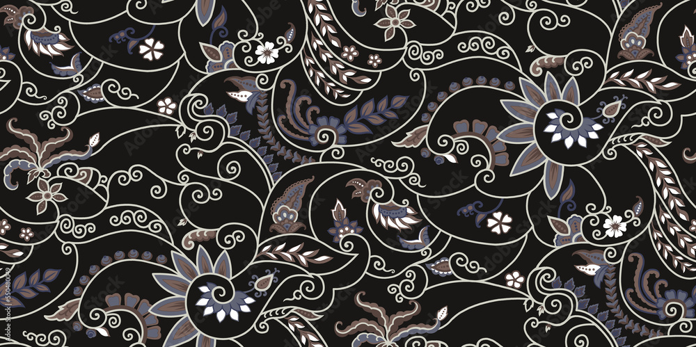 Seamless paisley flowers Batik,Flower, javanese pattern from Indonesia ...