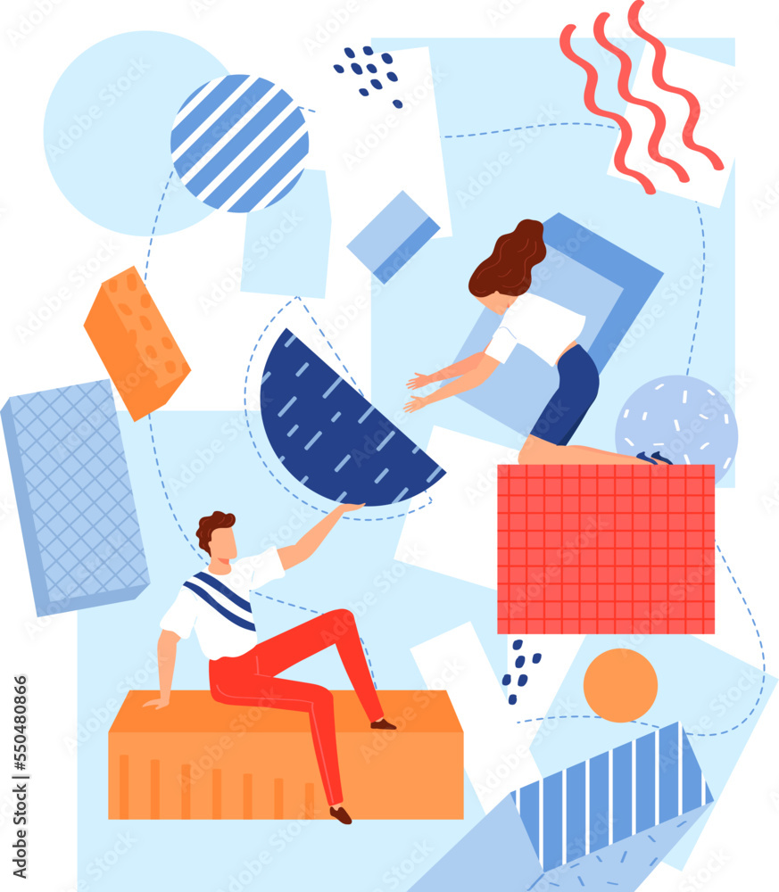 Build construction, cartoon constructor for flat man woman person ...