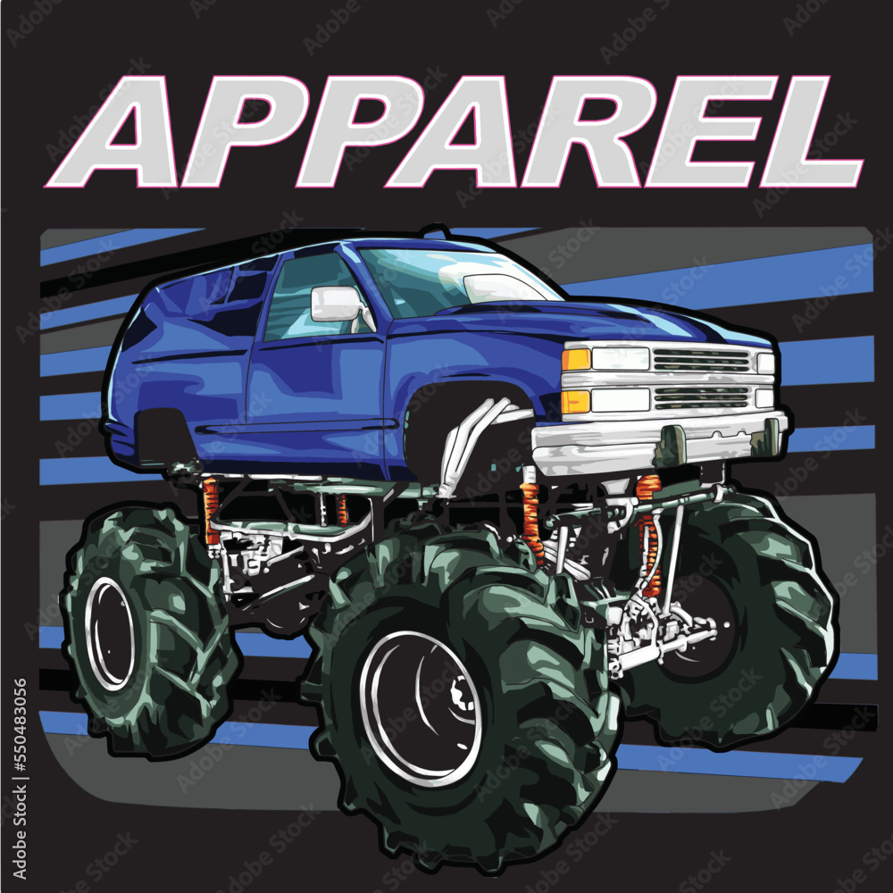 Mud Truck vector illustration. Editable colors Stock Vector | Adobe Stock