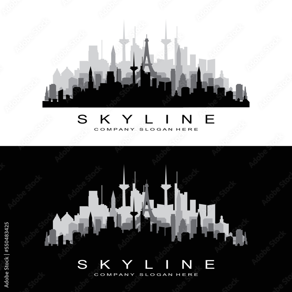 Skyline Logo Design, Cityscape Vector Tall Buildings, City Building Fit ...