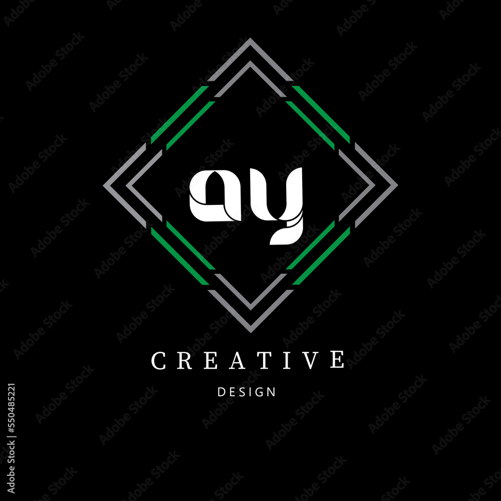 A Y. AY letter logo design. AY letter with Rectangle shape. AY letter ...