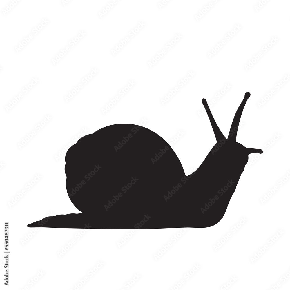 Snail from side view vector icon silhouette isolated on white ...