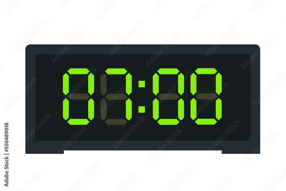 Vector flat illustration of a digital clock displaying 07.00 ...