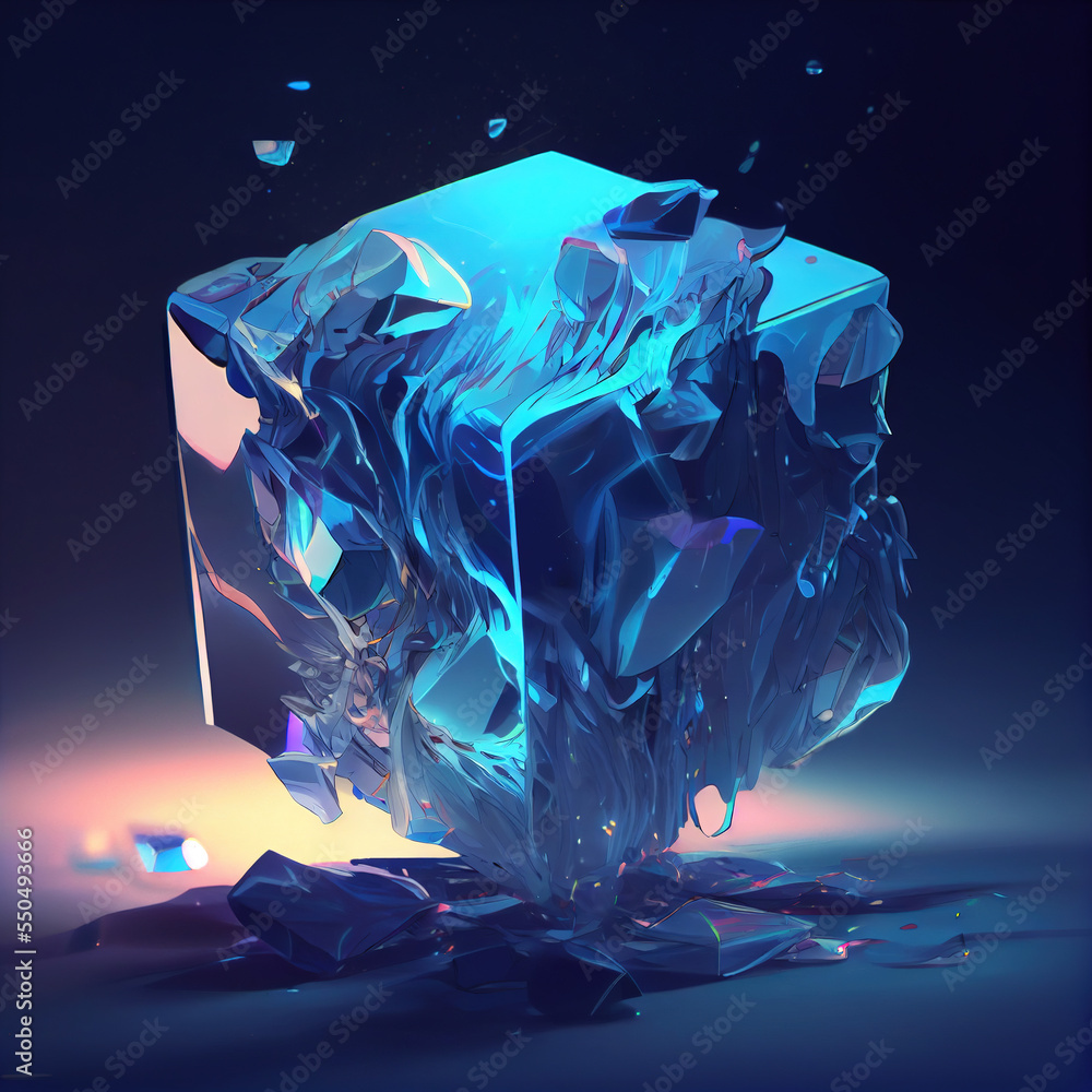 Light Indigo Magic Sea Cube. Beautiful glow lighting. Dynamic fluid ...
