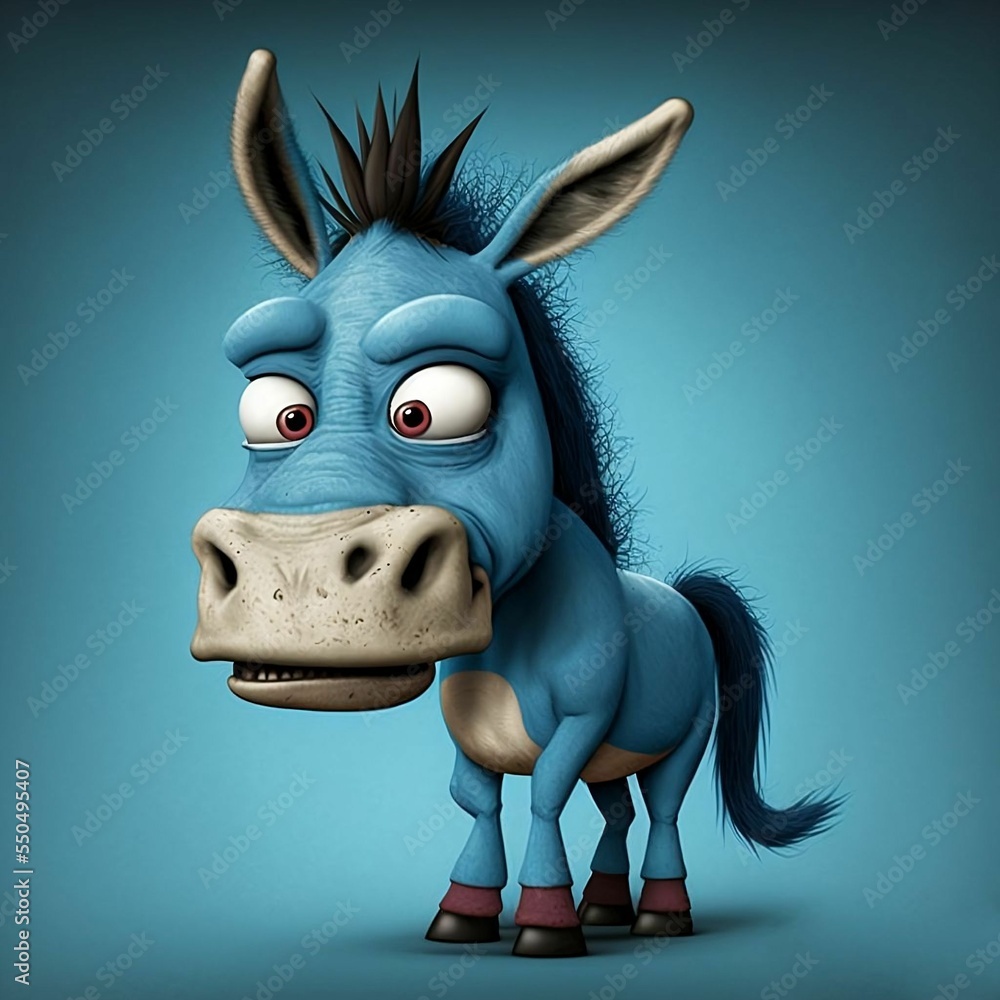 Cross-Eyed Blue Donkey | Democrat Party Election Voting Concept ...