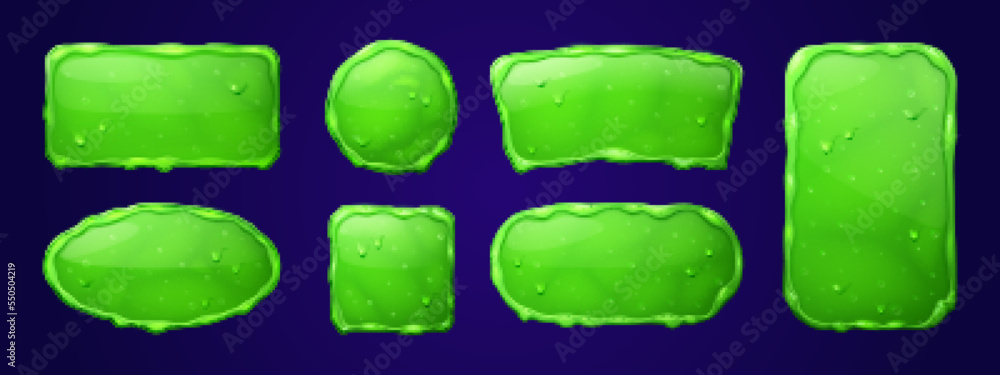 Set of sticky slime frames isolated on background. Cartoon vector ...