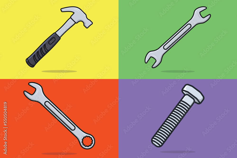 Set of Mechanic and Construction working tools vector illustration ...