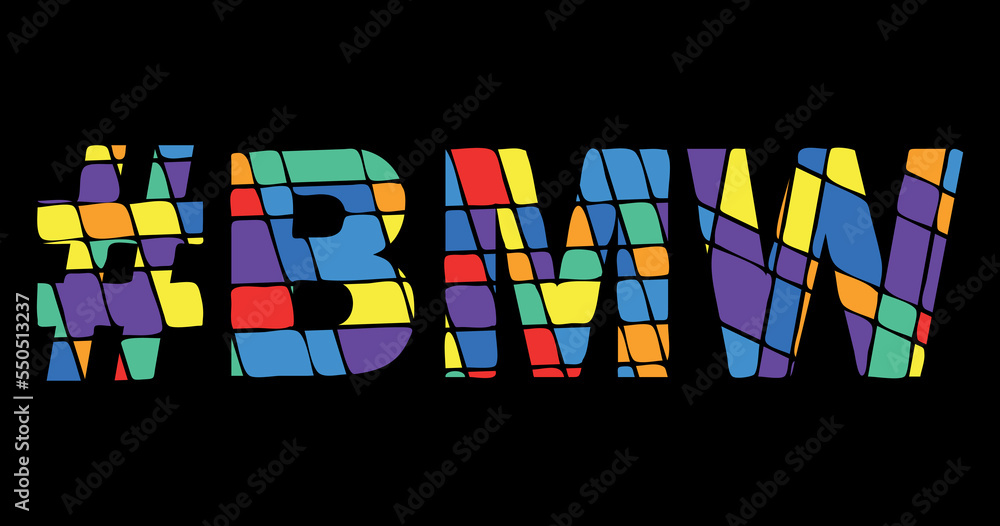 BMW Hashtag. Tricolor isolated letters from contrast flowing fluid ...