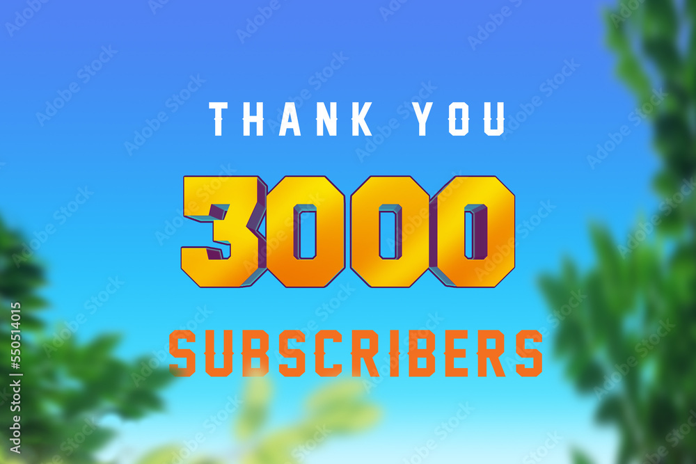 3000 subscribers celebration greeting banner with 3d Design Stock ...