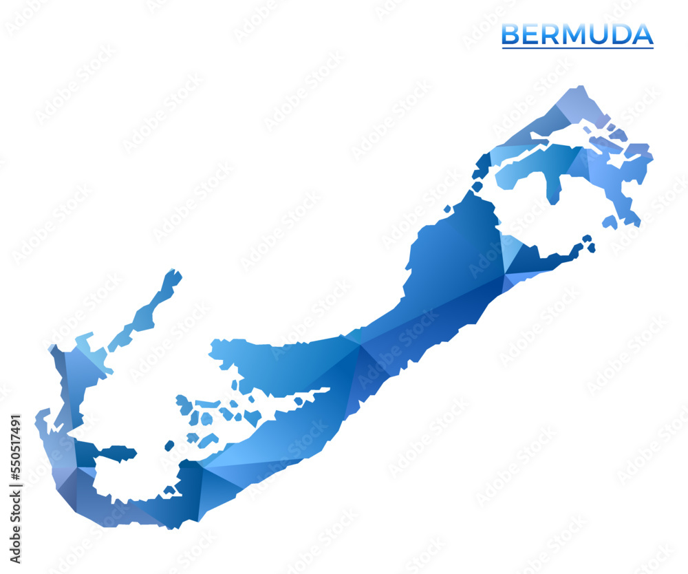 Vector polygonal Bermuda map. Vibrant geometric island in low poly ...