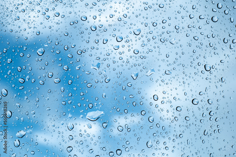 rainy season concept, a raindrop on the glass surface, water drops ...