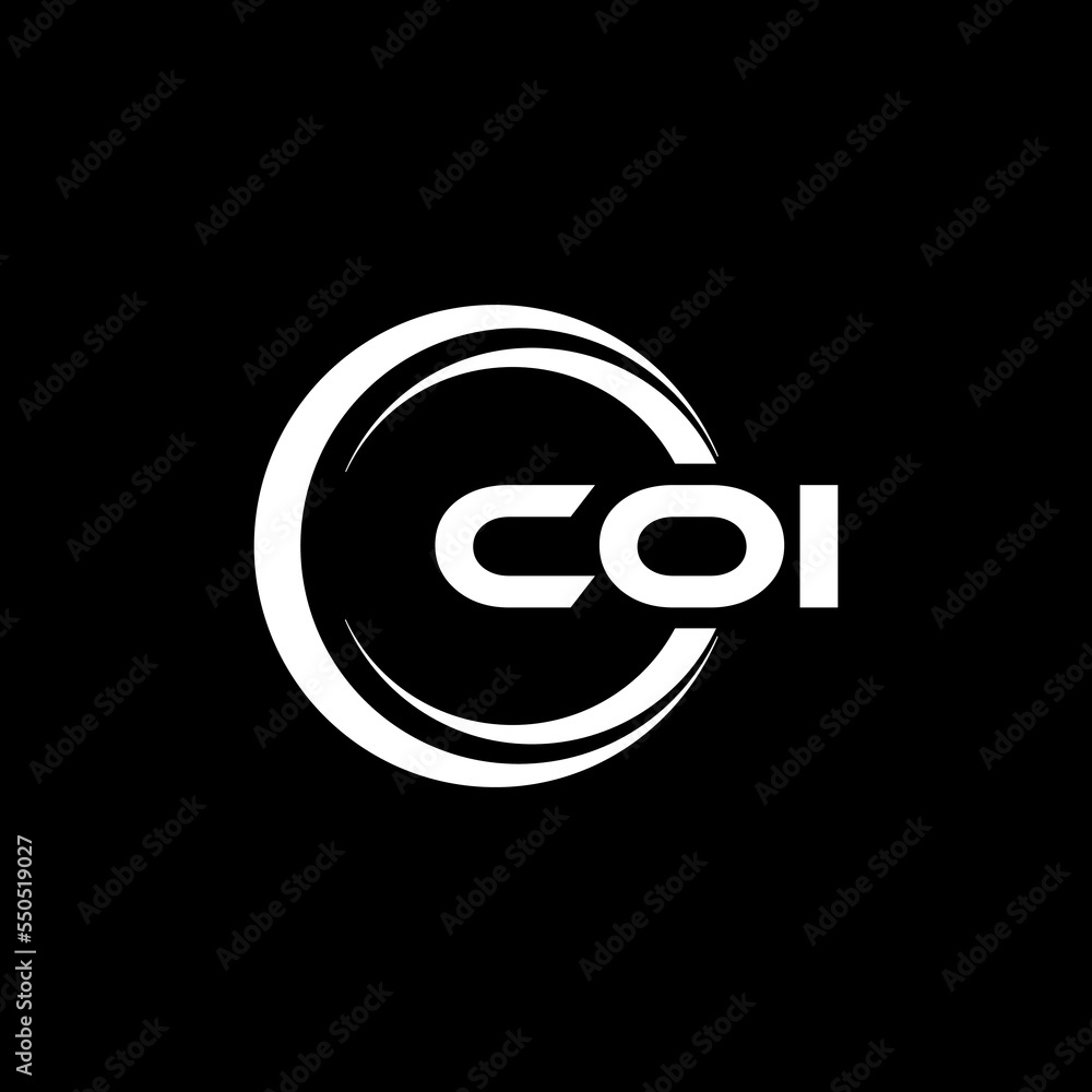 COI letter logo design with black background in illustrator, cube logo ...