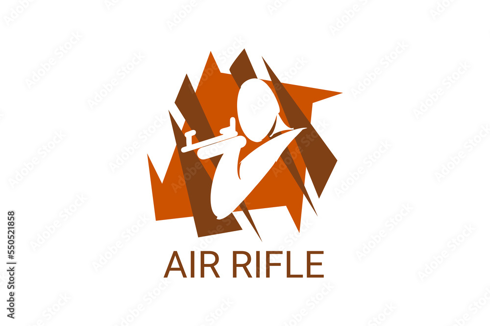 air rifle sport vector line icon. athlete getting ready to shoot sport ...