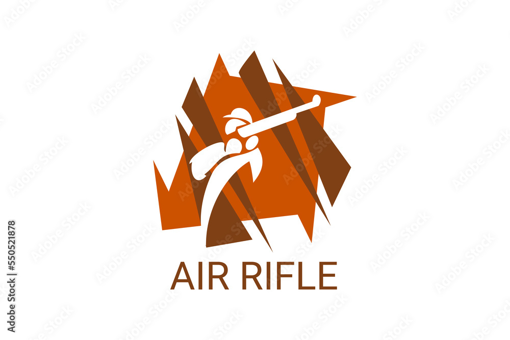 air rifle sport vector line icon. athlete getting ready to shoot sport ...