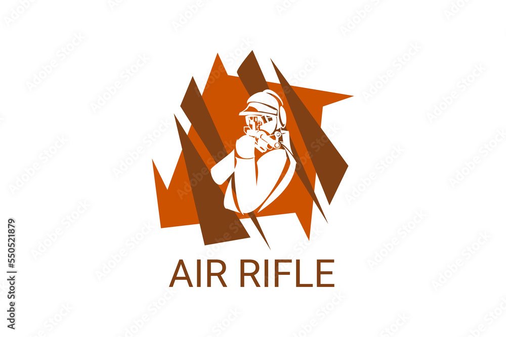 air rifle sport vector line icon. athlete getting ready to shoot sport ...