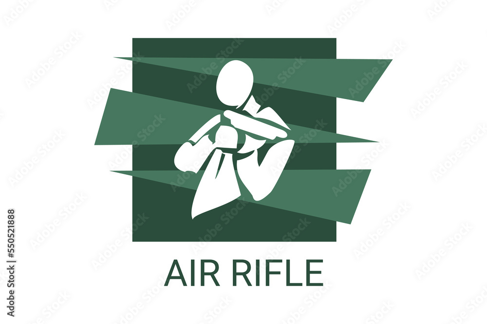 air rifle sport vector line icon. athlete getting ready to shoot sport ...