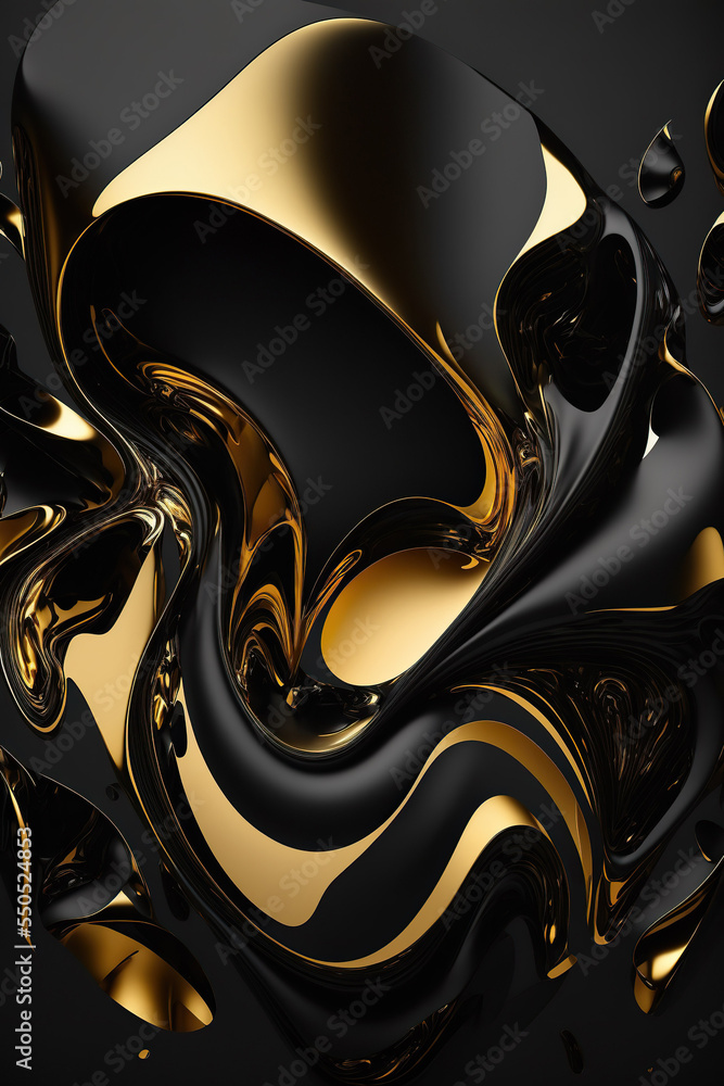 Luxury 3d abstract black and gold wallpaper. Stock Illustration | Adobe ...