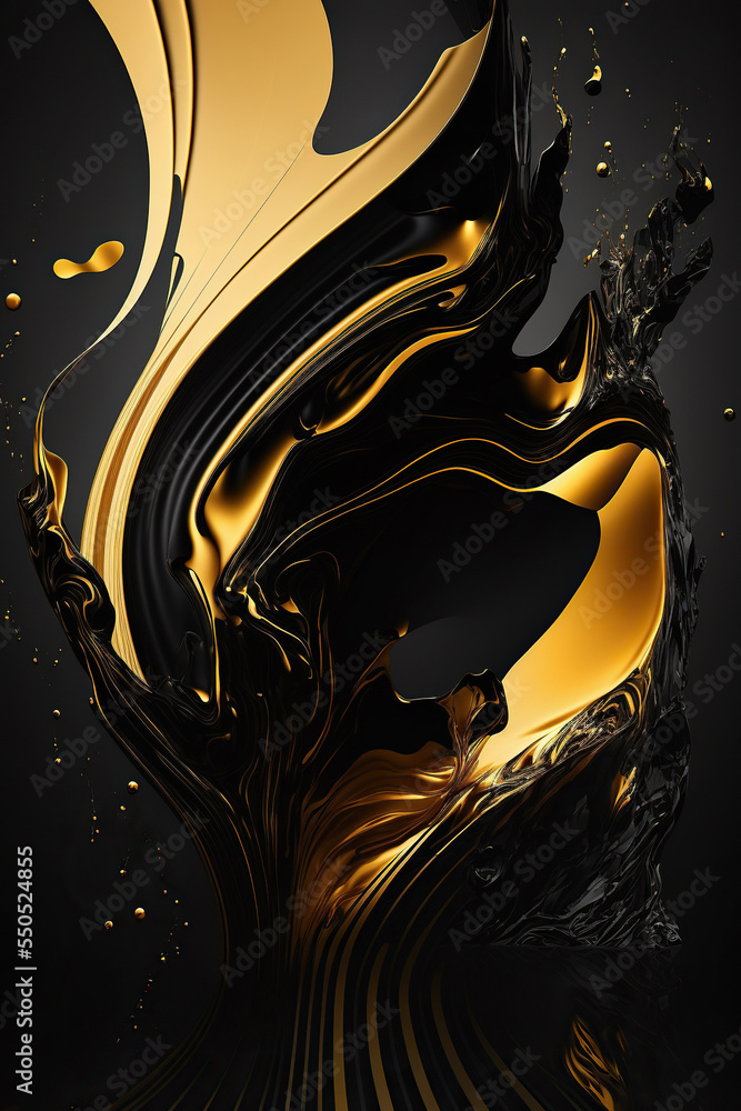 Luxury 3d abstract black and gold wallpaper. Stock Illustration | Adobe ...